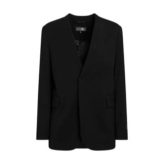 Maison Margiela Femme, Vestes, Noir, Taille: 38 FR Veste de Tailleur en Laine sans Col