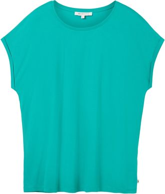 Tom Tailor Damen Loose Fit Basic T-Shirt aus Viskose, bright green, M