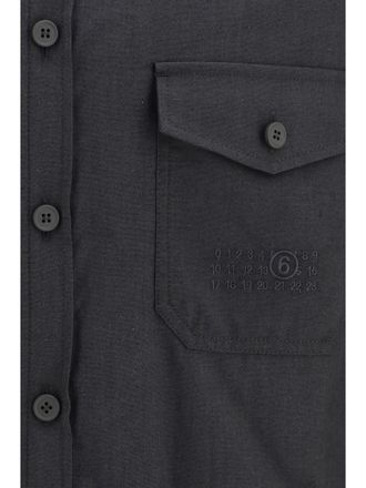 Maison Margiela Mens Shirt Wool-Blend Anthracite-Black Merino Wool (ovis Aries) Anthracite/black
