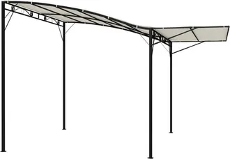 OUTSUNNY Pergola tonnelle de jardin avec auvent r&eacute;glable m&eacute;tal &eacute;poxy polyester haute densit&eacute; cr&egrave;me