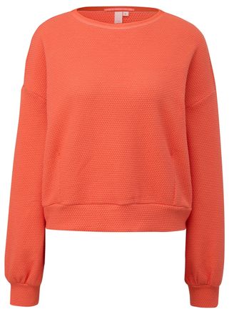 QS by s.Oliver Damen 2147730 Sweatshirt mit Struktur, Orange, 32