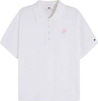Tommy Hilfiger Polo uni &agrave; logo brod&eacute; en coton m&eacute;lang&eacute;