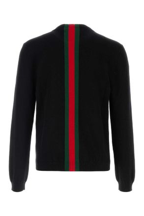 Gucci Mens Black Cashmere Sweater Blackgreenred Exterior: Maglieria