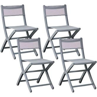 Beliani Beliani - Lot de 4 Chaises en Plastique de Salle &agrave; Manger Int&eacute;rieur Ext&eacute;rieur Sans Accoudoirs Pliantes Gris Fonc&eacute; Talca