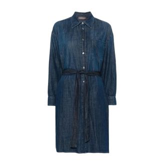 Lorena Antoniazzi Denim Midi Kleid mit G&uuml;rtel - - Dresses - Damen - Blau - 2XS