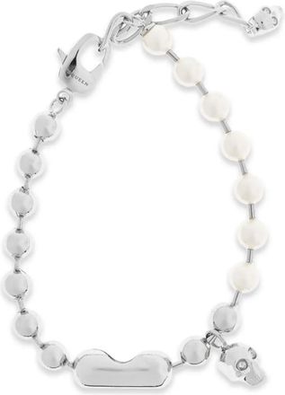 Alexander McQueen Perlenarmband mit Totenkopf - Silber