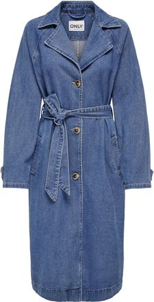 Only Damen Onlmalou Belted Trench DNM Gua Fw Coat, Medium Blue Denim, 46