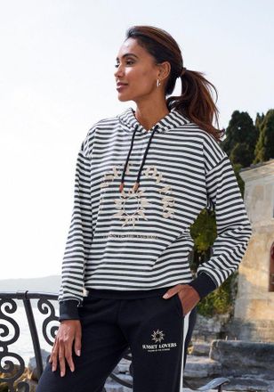 H.I.S Kapuzenpullover im Streifenlook mit gro&szlig;en Print, Loungewear