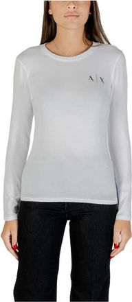 A|X Armani Exchange Femme, Tops, Blanc, Taille: 38 FR Rhinestone T-shirt à Manches Longues Col Rond