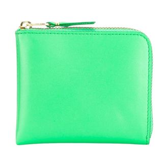 Comme Des Gar&ccedil;ons Homme, Accessoires, Vert, Taille: ONE Size Portefeuille en cuir vert avec d&eacute;tails dor&eacute;s