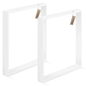 Lamofootwear Manufaktur Lot de 2 Pieds de Table à Manger ou de Bureau, modèle Simple Massive, Profil 80x20 mm, 80x72 cm (L x H), Blanche, LTS-01-C-FF-9016