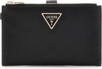 Guess Damen Laurel Ii Wallet mit Doppeltem Rei&szlig;verschluss, Organizer-Geldb&ouml;rse, Schwarz