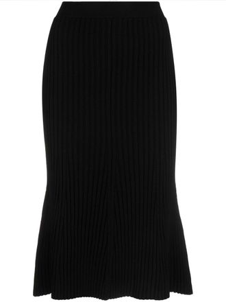 Stella McCartney jupe mi-longue en maille nervur&eacute;e - Noir