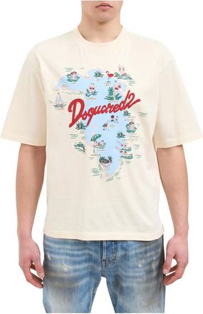 Dsquared2 Homme, Tops, Beige, Taille: S T-Shirt Coupe Ample