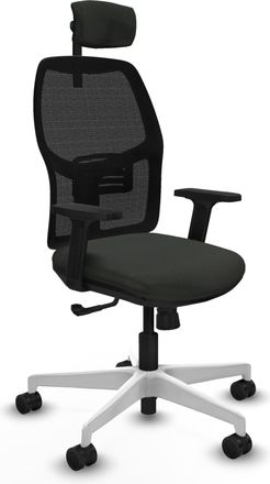 Piqueras y Crespo Alfera Schwarzer Schreibtischstuhl mit 2D-Armlehnen, h&ouml;henverstellbarer Lendenwirbelst&uuml;tze und h&ouml;henverstellbarem Kopfteil, Schwarz / Schwarz