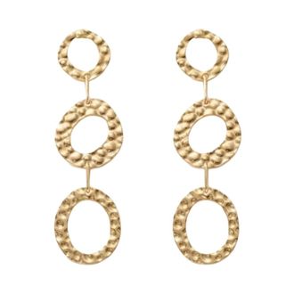 Dansk Copenhagen SOL Waterproof 18K Gold Plated Statement Earrings - Hammered Stainless Steel - Femme - Accessoires - Jaune - Taille: ONE Size