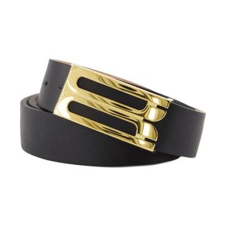 Victoria Beckham Femme, Accessoires, Noir, Taille: 70 CM Ceinture noire en cuir &agrave; boucle jumbo