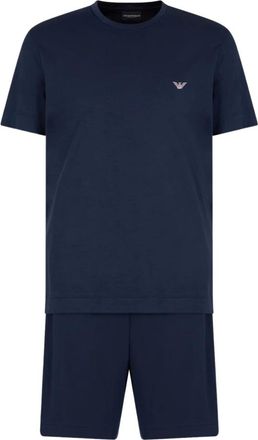 Emporio Armani Homme, V&ecirc;tements de nuit et de d&eacute;tente, Bleu, Taille: XL Ensemble Pyjama en Jersey de Coton Bleu
