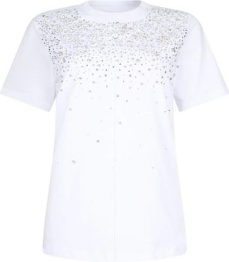Liu Jo Femme, Tops, Blanc, Taille: 42 FR T-shirt avec pierres pr&eacute;cieuses