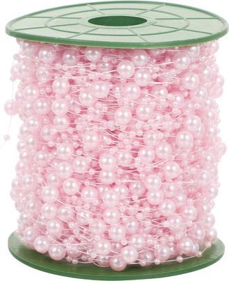 BESPORTBLE 60m K&uuml;nstliche Perlenkette Rosa Imitationsperlenband f&uuml;r Brautstr&auml;u&szlig;e Vasenf&uuml;llung und Schwimmkerzen Dekoration Farbecht und Langlebig f&uuml;r Tischdeko u