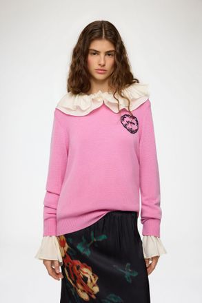 Ganni Moonlite Mauve Pullover in rosa Wolle - Gr&ouml;&szlig;e XXS