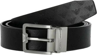 Emporio Armani Homme, Accessoires, Noir, Taille: ONE Size Ceinture Noire avec Logo Aigle R&eacute;versible