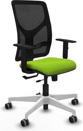 Piqueras y Crespo Computerstuhl mit 1D-Armen, h&ouml;henverstellbare Lendenwirbelst&uuml;tze, ausgestattet mit Syncro/Traslack und Schneideschaum, Schwarz / Pistazie