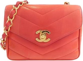 Chanel Sac port&eacute; &eacute;paule Pre-owned en cuir dagneau - Femme - Pre-owned - Rouge - Taille: ONE Size