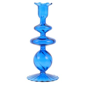 Cabilock Handgeblasener Glas Kerzenst&auml;nder Blau Leuchter Robust Glasmaterial Wohnraumbeleuchtung Tischdeko