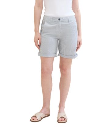 Tom Tailor Damen Chino Bermuda Shorts, delicate navy white stripe, 34