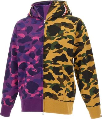 A Bathing Ape A Bathing Ape, Homme, Sweatshirts et sweats &agrave; capuche, Multicolore, Taille: L Split Camo Shark Full Zip Sweat &agrave; capuche