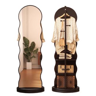 Generic Spiegel Standspiegel Ganzk&ouml;rperspiegel Tiefer Rahmen f&uuml;r Schlafzimmer Wohnzimmer und Eingangsbereich(Black,40x168 cm)