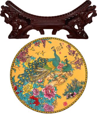 Valiclud Keramik dekorationsplatte mit Stabilem Runde Heimdekoration Einzigartige Essensplatte Chinesischer Stil f&uuml;r Wohnzimmer und K&uuml;chenschrank