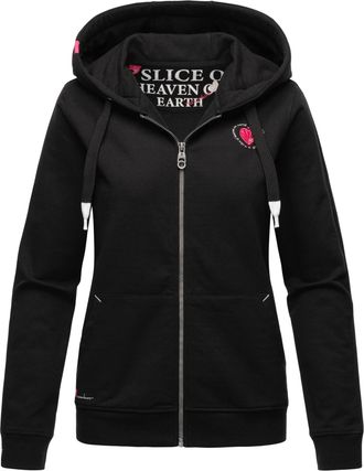 Navahoo Damen Sweatjacke mit Kapuze Hoodie Pullover Sweat Jacke B917 [B917-Cremet-Schwarz-Gr.M]