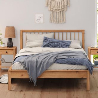 IDIMEX Massivholzbett APOANA Doppelbett 140x200 cm, eichefarben - Holzbett mit Kopfteil aus Kiefernholz,140 Bett mit Lattenrost, modern