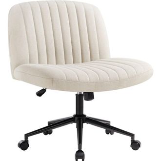 IntimaTe WM Heart Chaise de bureau sans accoudoirs r&eacute;glable en hauteur - Dossier courb&eacute; - Assise rembourr&eacute;e - Roulettes antid&eacute;rapantes - Beige - Intimate Wm Heart