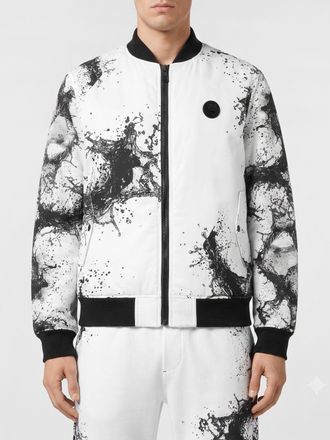Plein Sport Bomber Splash en tissu technique avec imprim&eacute; abstrait et logo contrastant