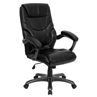 Flash Furniture Greer Bürostuhl mit hoher Rückenlehne, weiches Leder, ergonomisch, mit Armlehnen, Schwarz