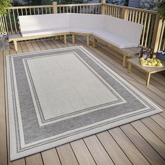 Hanse Home Cast In- & Outdoor Teppich Wetterfest - Modernes Muster Zweifarbig, Wasserfest robuster Aussenteppich Flachgewebe für Garten, Balkon, Terrasse, Wohnzi