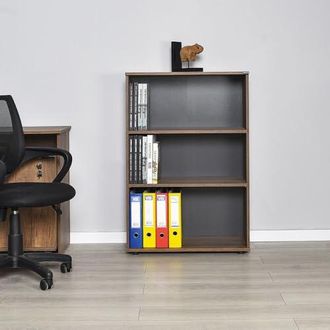 Hanah Home Stylish Bookshelf, Oslo & Walnut, 72 x 34 x 109 cm | 100% Melamine Coated Particle Board, 16 mm Thickness | Perfect for Modern Home & Office Decor