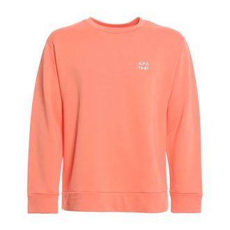 A.P.C. A.p.c., Homme, Sweatshirts et sweats &agrave; capuche, Orange, Taille: XS SweaT-shirt en Coton Orange avec D&eacute;tail Logo