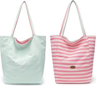 Generic Sac à main matelassé à rayures pour femme, sac denseignant léger, utilisé des deux côtés, sac à main fourre-tout tendance, travail, shopping, voyage, 