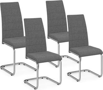 IDMarket Lot de 4 chaises MIA en Tissu Gris Anthracite pour Salle à Manger