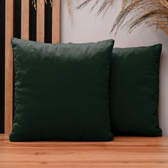 MG Design 2er Set Kissenbez&uuml;ge 50 x 50 cm in Dunkelgr&uuml;n - mit Rei&szlig;verschluss, samtig-weich mit dezentem Schimmer, pflegeleicht & langlebig