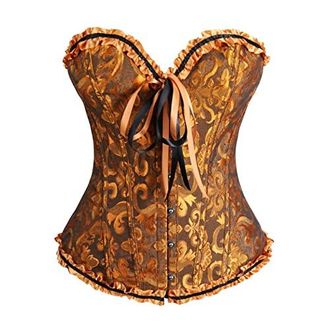 Generic Bustier Pirate Femme Corset Raiponce Corset Robe De Mari&eacute;e Bas Fa&ccedil;onnage Robe Cour Peut &Ecirc;tre &agrave; L Int&eacute;rieur Ou &agrave; L Ext&eacute;rieur Femme Orange Noir C