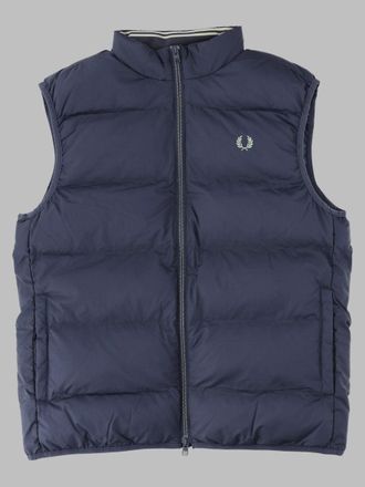 Fred Perry Quilted Logo Gilet - Blue