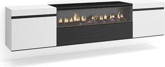 Skraut Home | TV-Schrank, Lowboard | f&uuml;r Wohnzimmer und Esszimmer | 200x45x35cm | F&uuml;r TV-Ger&auml;te bis zu 80 | Elektrokamin. Ma&szlig;e | H&auml;ngend | Moderner Stil | Wei&szlig; un