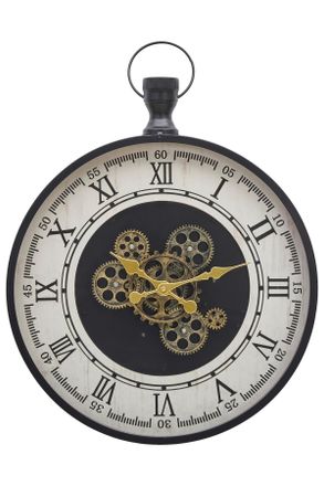 Landscape Wanduhr, Schwarz, Wei&szlig;, Gold, Metall, Glas, Holzwerkstoff, 48x63x6 cm, Dekoration, Uhren, Wanduhren