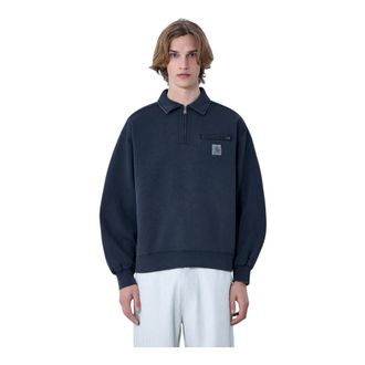 Carhartt Work in Progress Half Zip Detroit Sweatshirt - - Sweatshirts & Hoodies - Herren - Blau - 2XL
