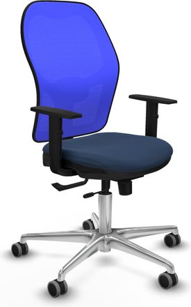 Piqueras y Crespo Stuhl mit leisen Rollen Jorquera mit 1D-Armen, h&ouml;henverstellbare Lendenwirbelst&uuml;tze, ausgestattet mit Syncro/Traslack und eingespritztem Schaum, Blau/